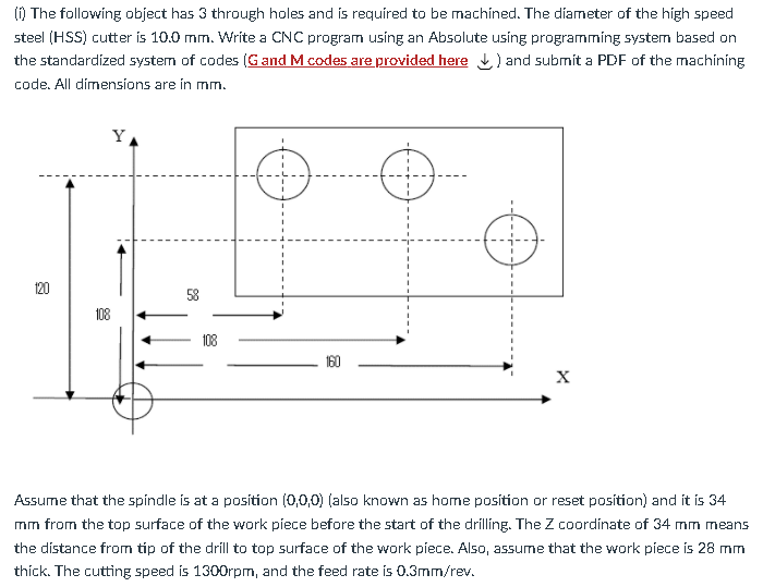 Solved (0) The following object has 3 through holes and is | Chegg.com