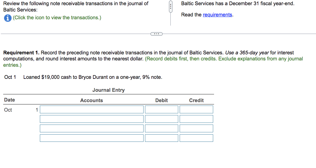 Solved Review the following note receivable transactions in | Chegg.com