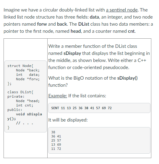 Solved Imagine we have a circular doubly-linked list with a | Chegg.com
