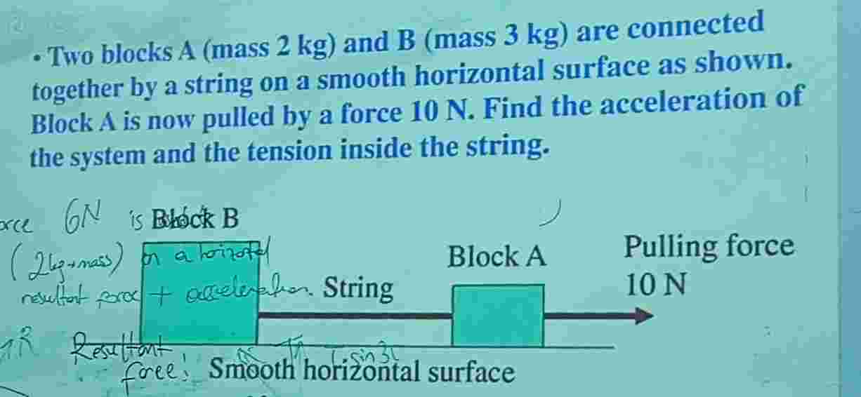 Solved Two blocks A (mass 2 ﻿kg ) ﻿and B (mass 3 ﻿kg ) ﻿are | Chegg.com