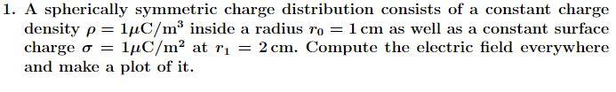 Solved 1. A spherically symmetric charge distribution | Chegg.com