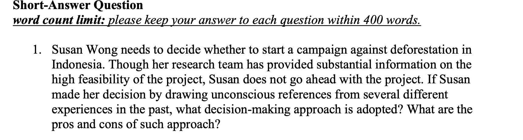 Solved Short-Answer Question word count limit: please keep | Chegg.com