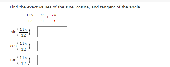 Solved Find The Exact Values Of The Sine ﻿cosine And