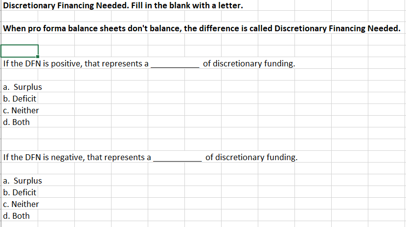 Solved Discretionary Financing Needed. Fill in the blank | Chegg.com