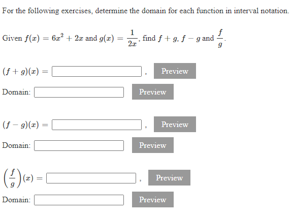 Solved For the following exercises, determine the domain for | Chegg.com