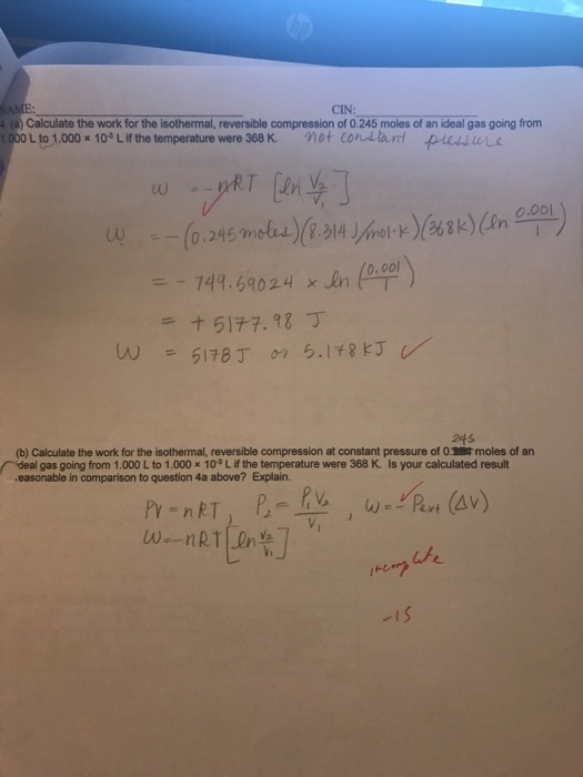 Solved NAME: 1.(a) Plot compression factor Z verses pressure | Chegg.com