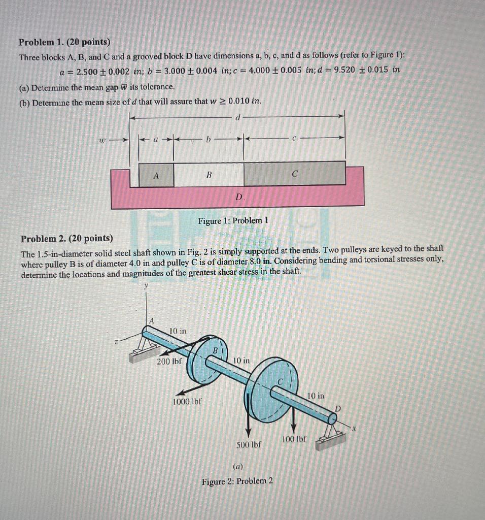 Solved Problem 1. ( 20 points) Three blocks A, B, and C and | Chegg.com