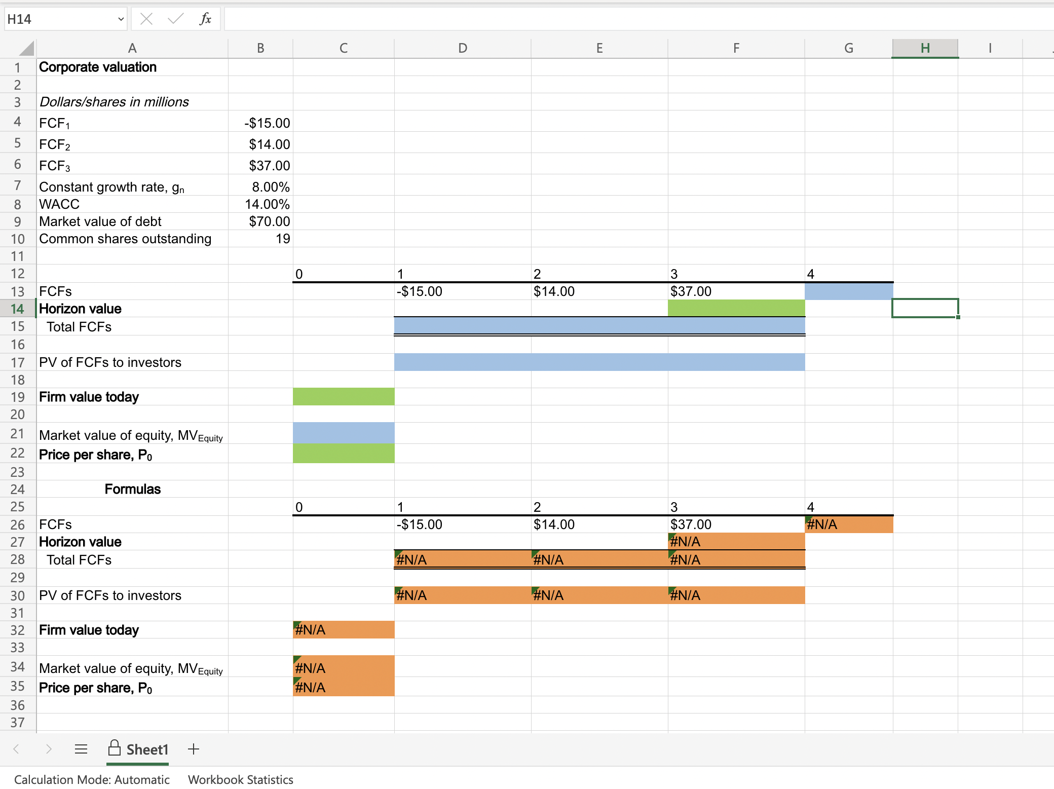 Solved Excel Online Structured Activity: Corporate valuation | Chegg.com