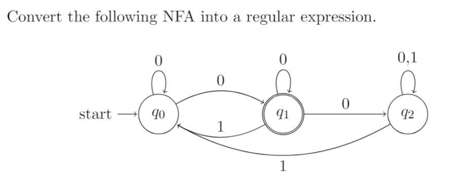 Solved Convert the following NFA into a regular expression. | Chegg.com