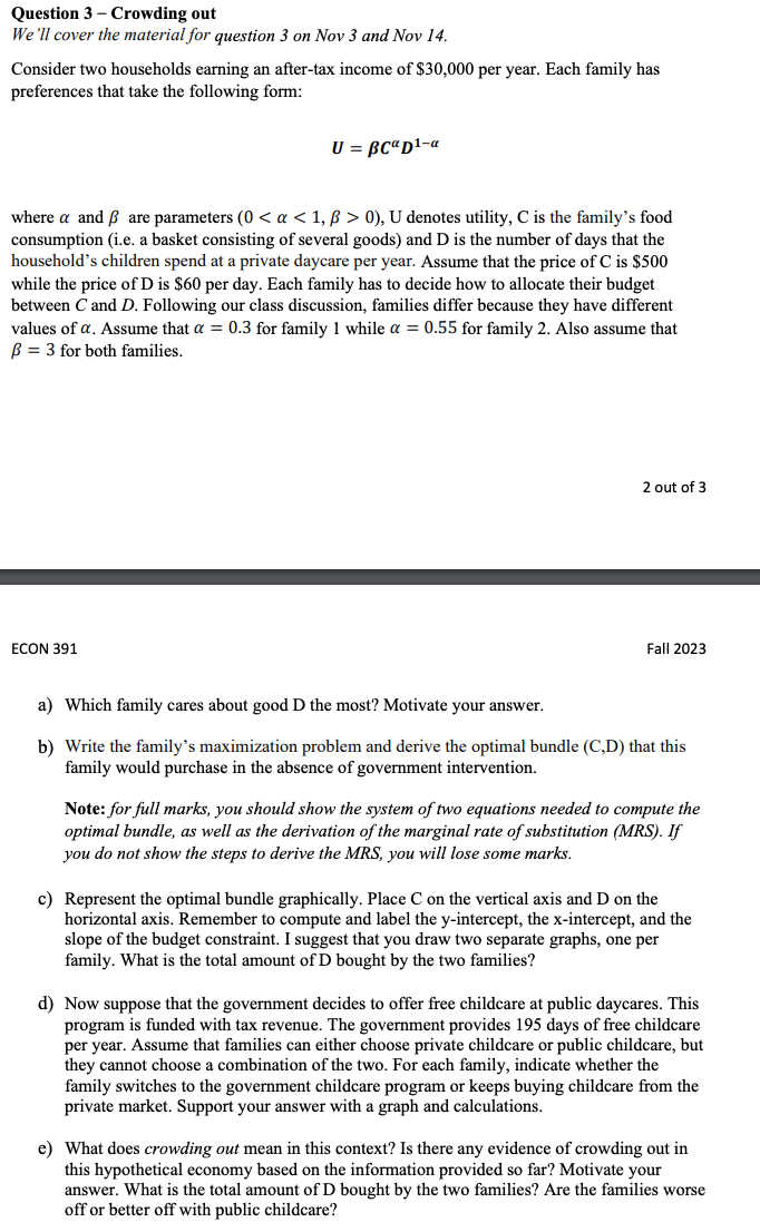 Solved Question 3-Crowding out We'll cover the material for | Chegg.com