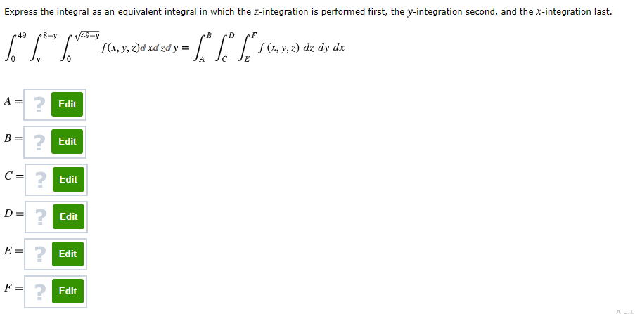 Solved Express the iterated integral as an equivalent | Chegg.com
