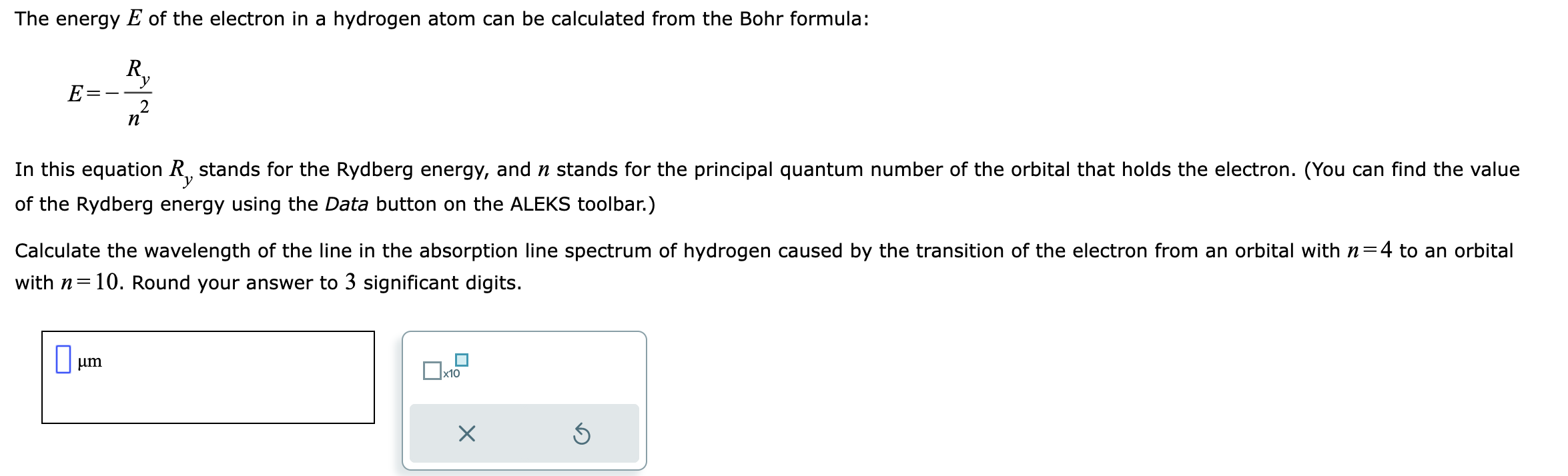 Solved E=−n2Ry In this equation Ry stands for the Rydberg | Chegg.com