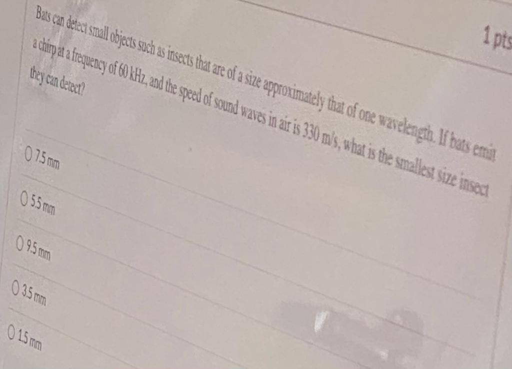 Solved Bats can detect small objects such as insects that | Chegg.com