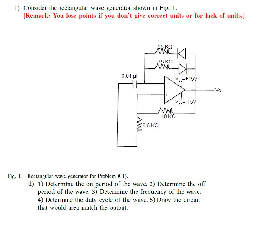 Solved 1) Consider the rectangular wave generator shown in | Chegg.com