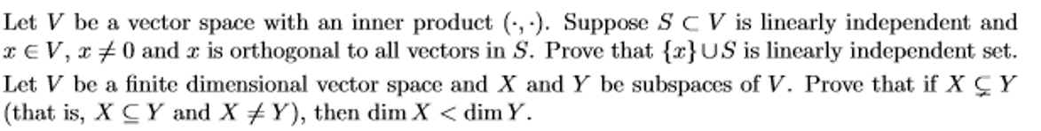 Solved Let V be a vector space with an inner product (.). | Chegg.com