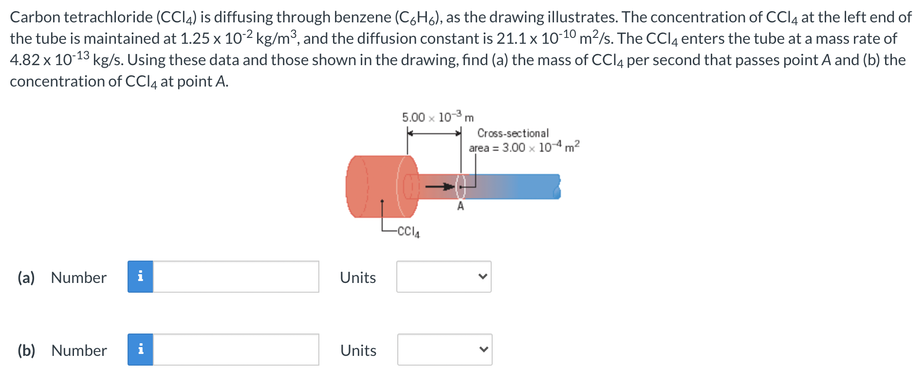 Solved Carbon tetrachloride (CC14) is diffusing through | Chegg.com