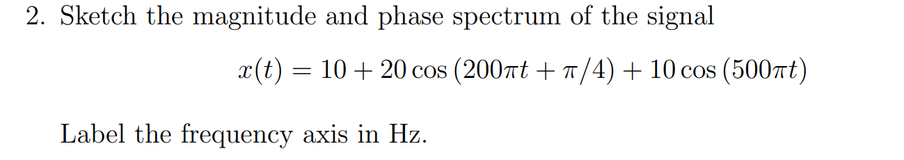Solved 2. Sketch the magnitude and phase spectrum of the | Chegg.com