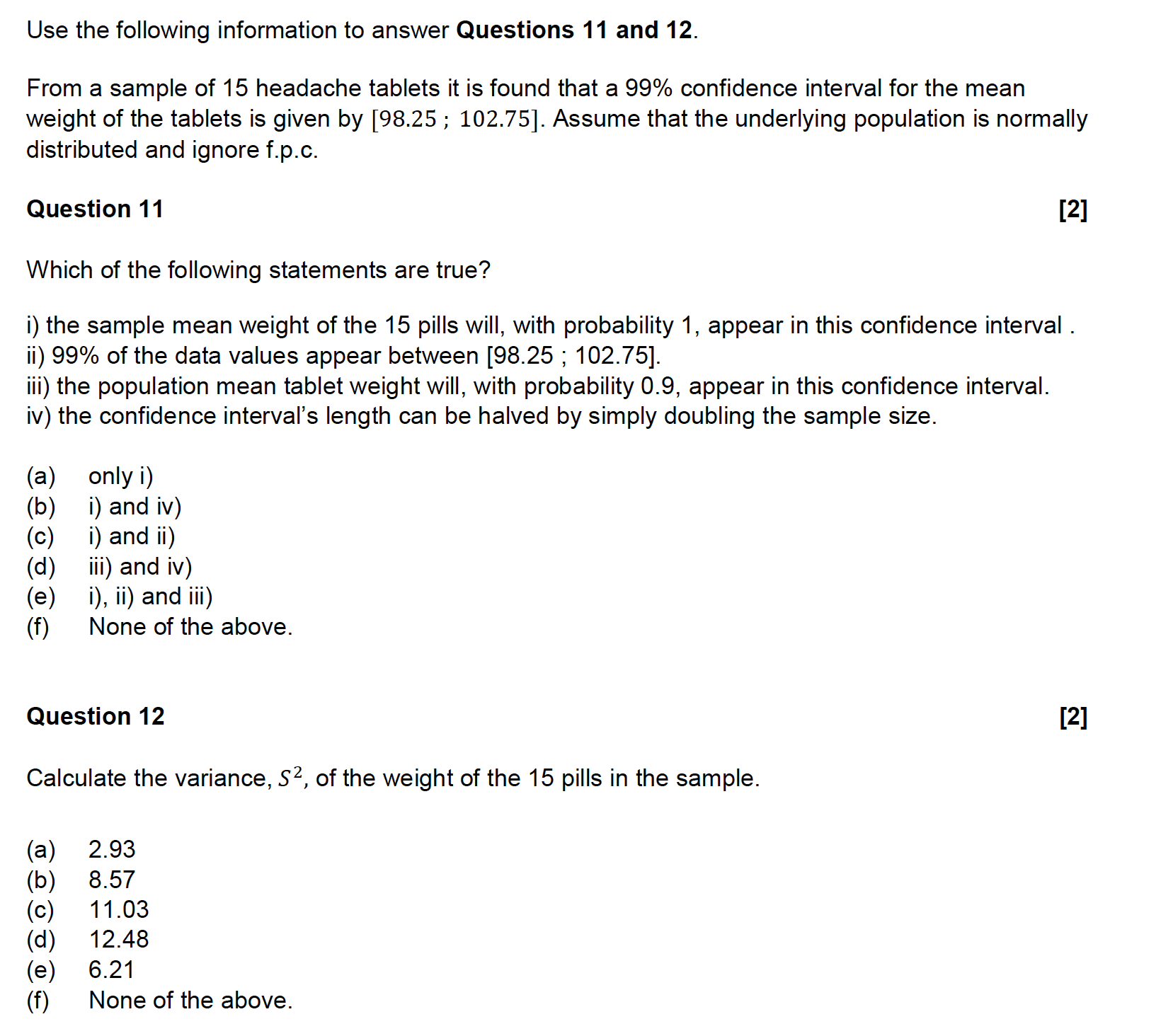 Solved Use the following information to answer Questions 11 | Chegg.com