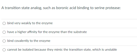 Solved A transition state analog, such as boronic acid | Chegg.com