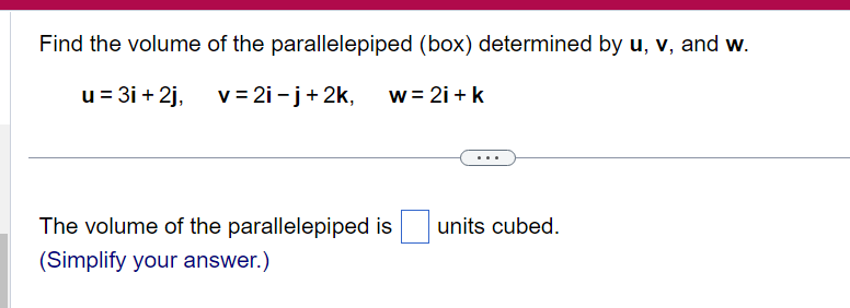 Solved Find the volume of the parallelepiped (box) | Chegg.com