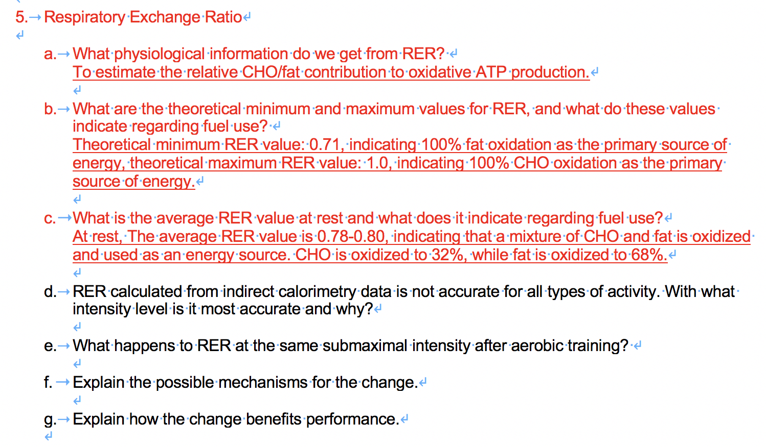 Solved 5. Respiratory Exchange Ratio- اے a. What | Chegg.com