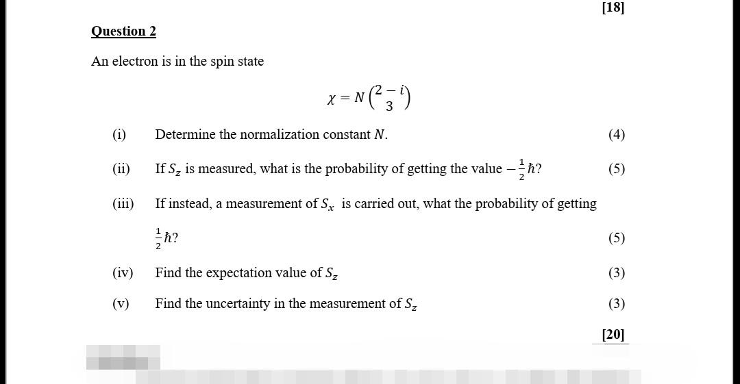 Solved [18] Question 2 An Electron Is In The Spin State X