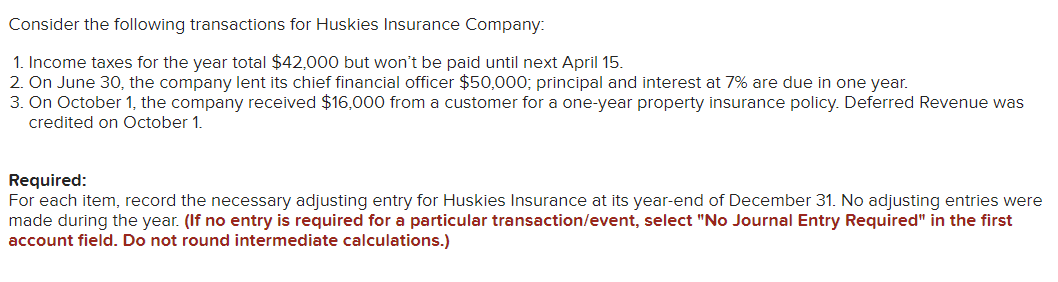 Solved Consider the following transactions for Huskies | Chegg.com