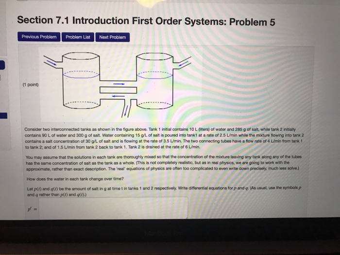 Solved Section 7.1 Introduction First Order Systems: Problem | Chegg.com