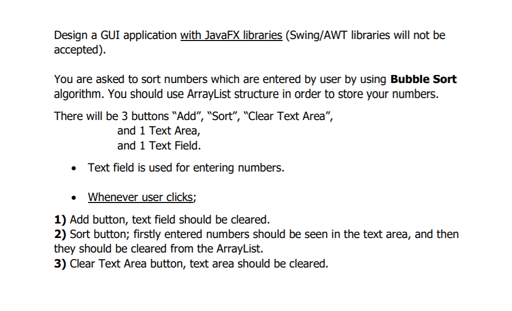 Solved Design a GUI application with JavaFX libraries | Chegg.com