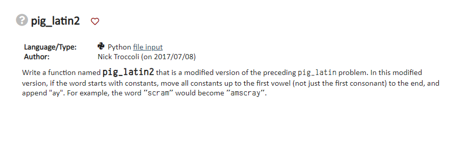 Solved Write a function named pig_latin2 that is a modified | Chegg.com
