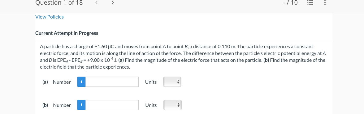 Solved Current Attempt in ProgressA particle has a charge of | Chegg.com