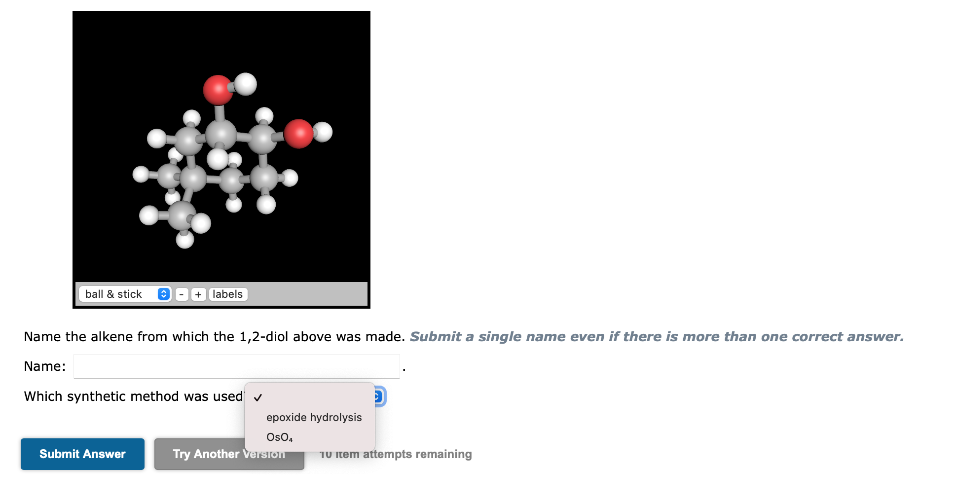 Solved Name the alkene from which the 1,2-diol above was | Chegg.com