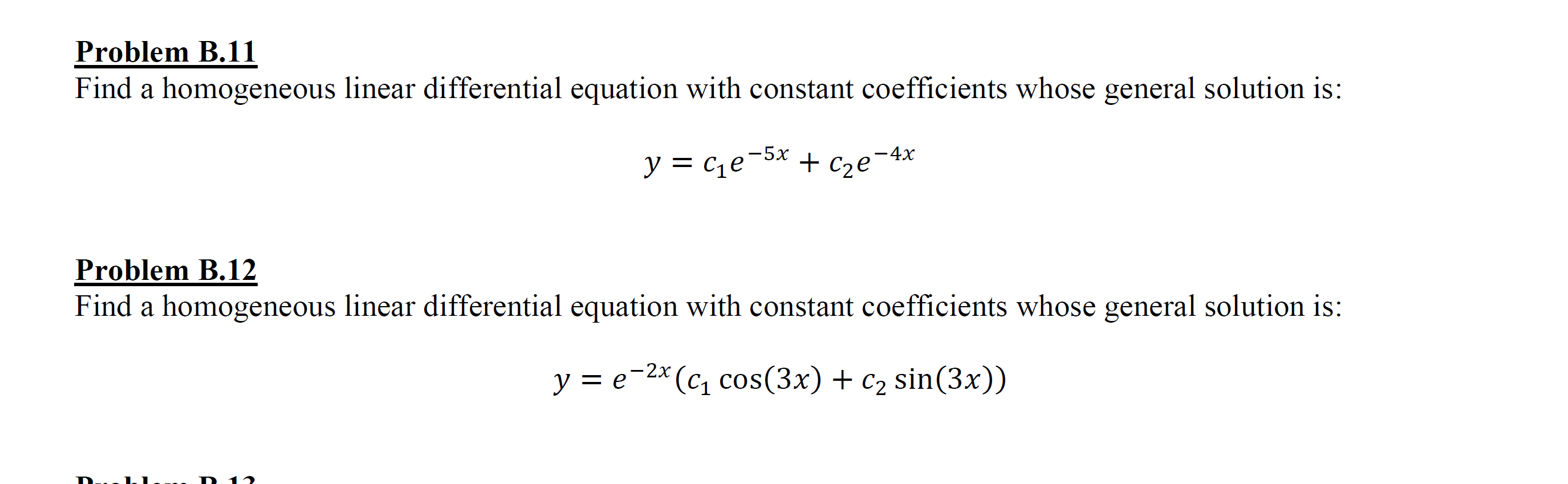 Solved Problem B.11 Find a homogeneous linear differential | Chegg.com