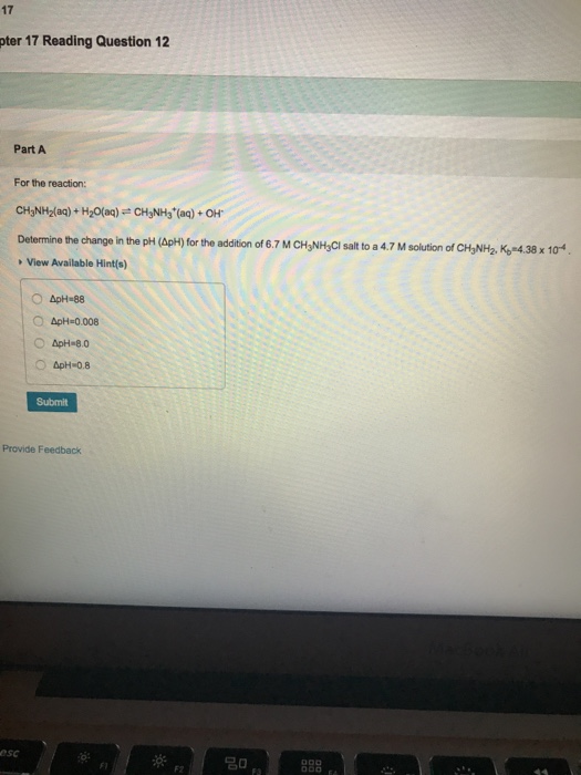 Solved 17 pter 17 Reading Question 12 Part A For the | Chegg.com