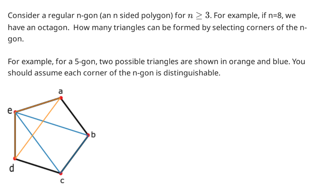 Solved Consider a regular n-gon (an n sided polygon) for | Chegg.com