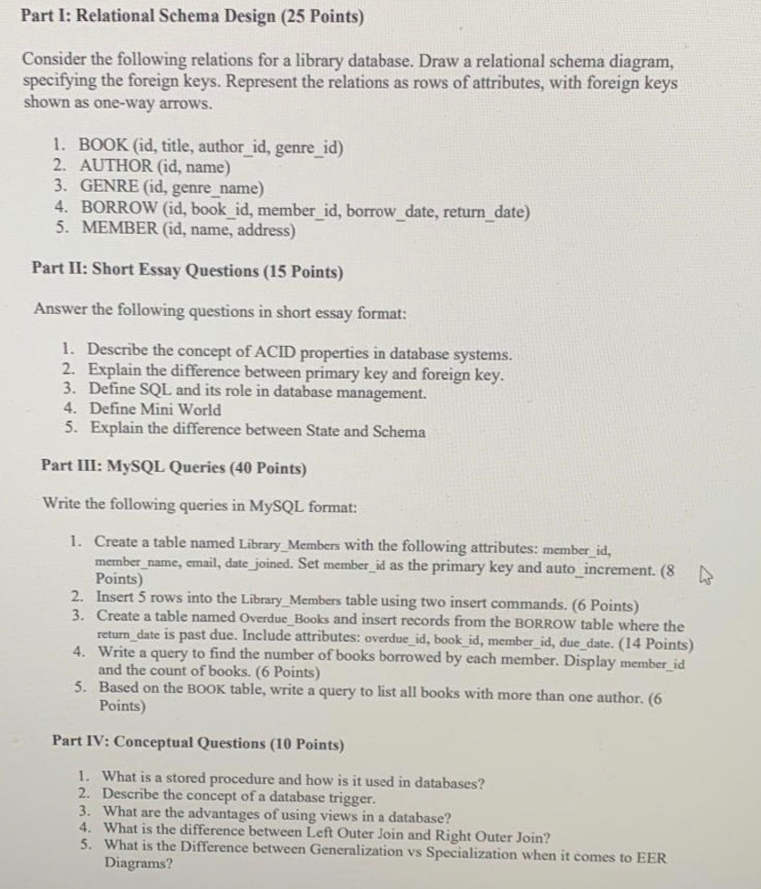 Solved Part I: Relational Schema Design (25 ﻿Points)Consider | Chegg.com