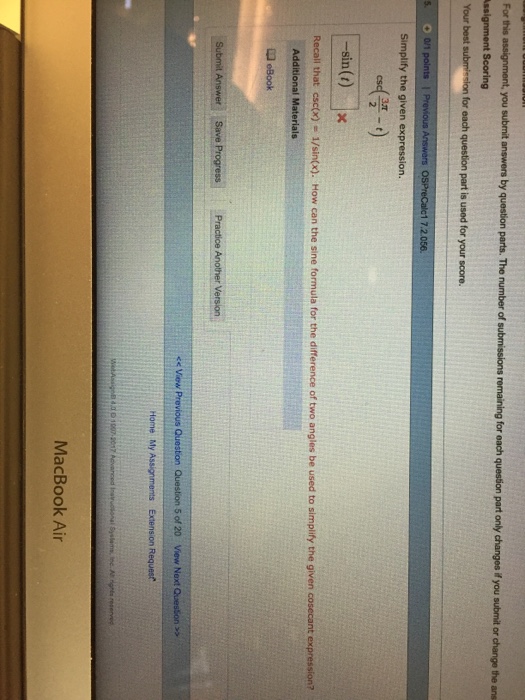 Solved Simplify the given expression. csc (3 pi/2 - t) | Chegg.com Solved Simplify the given expression. csc (3 pi/2 - t) | Chegg.com