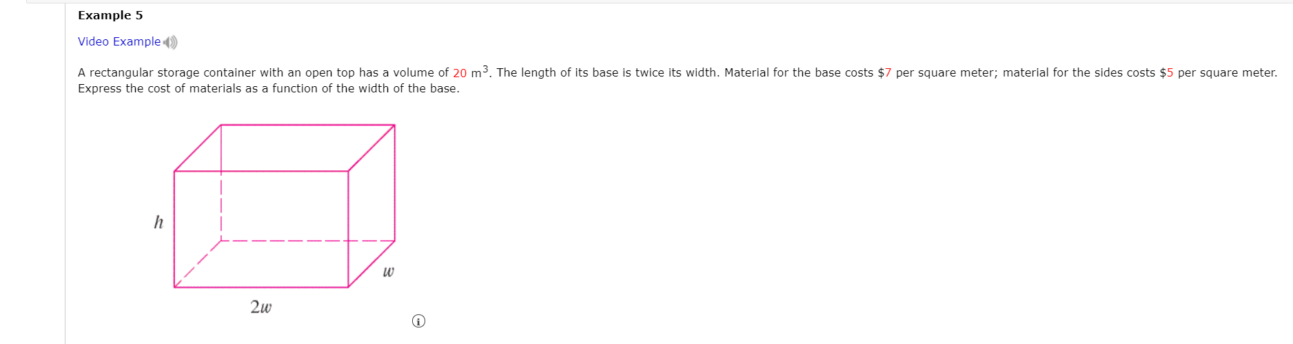 Solved Example 5 Video Example) A rectangular storage | Chegg.com