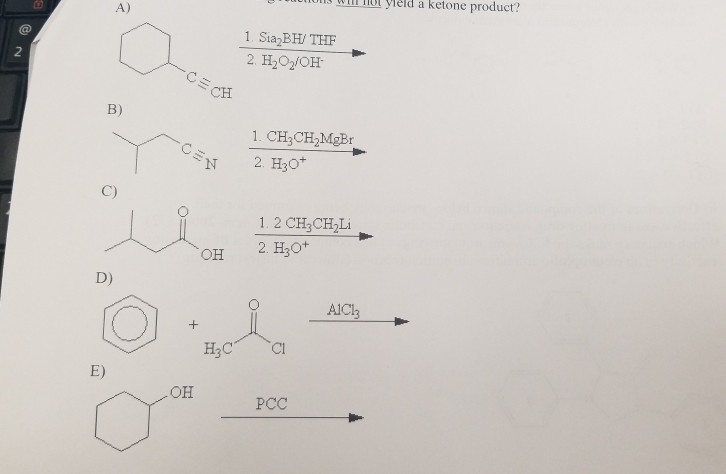 Solved Which of the following reactions will not yield a | Chegg.com