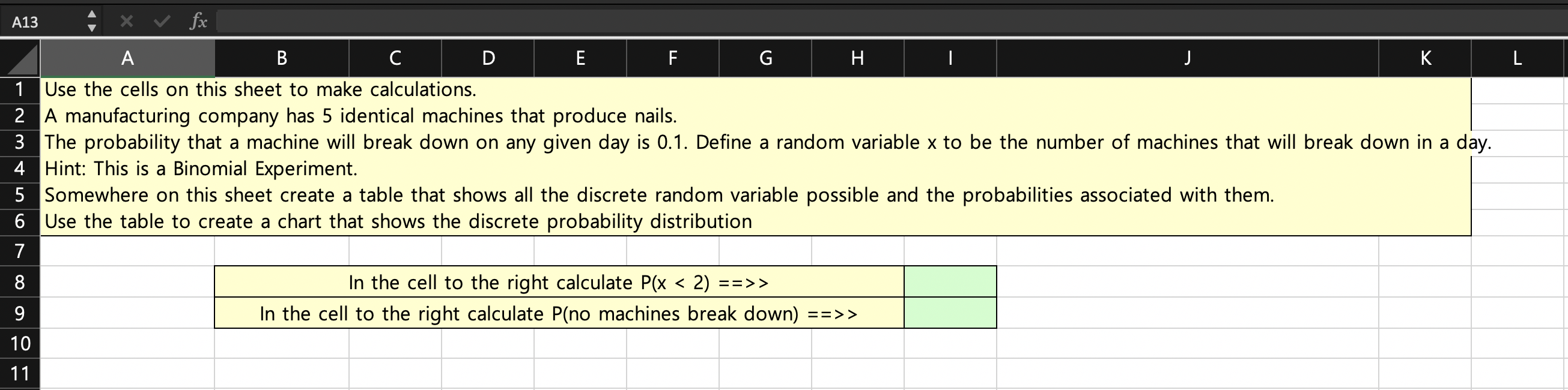 Solved A13x v fx А. B C D E F G H I 1 Use the cells on this | Chegg.com