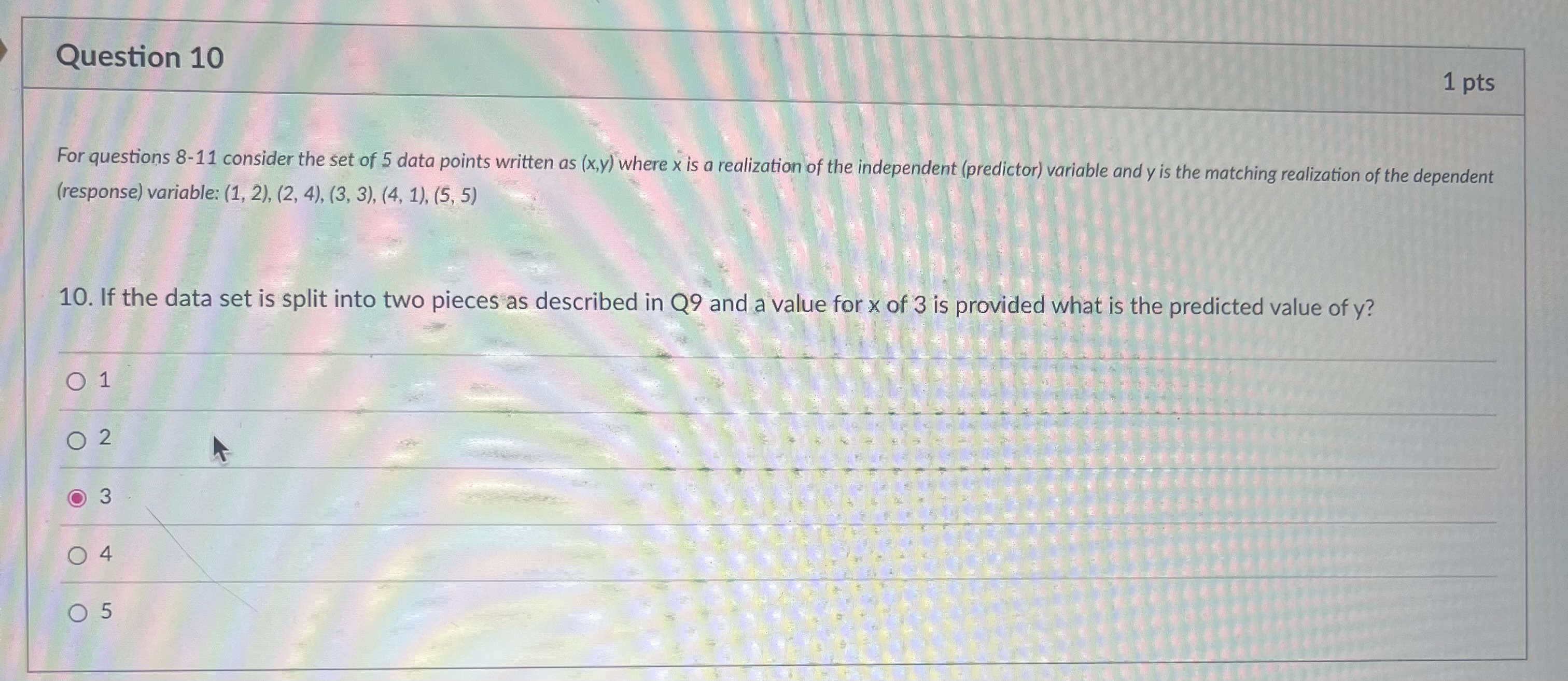 Solved For questions 8-11 consider the set of 5 data points | Chegg.com