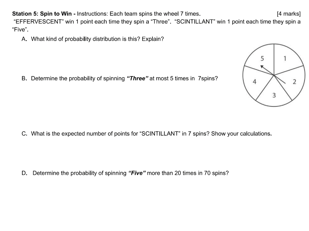 Solved Station 5: Spin to Win - Instructions: Each team | Chegg.com