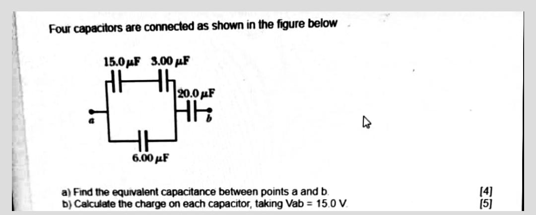 Solved Four capacitors are connected as shown in the figure | Chegg.com