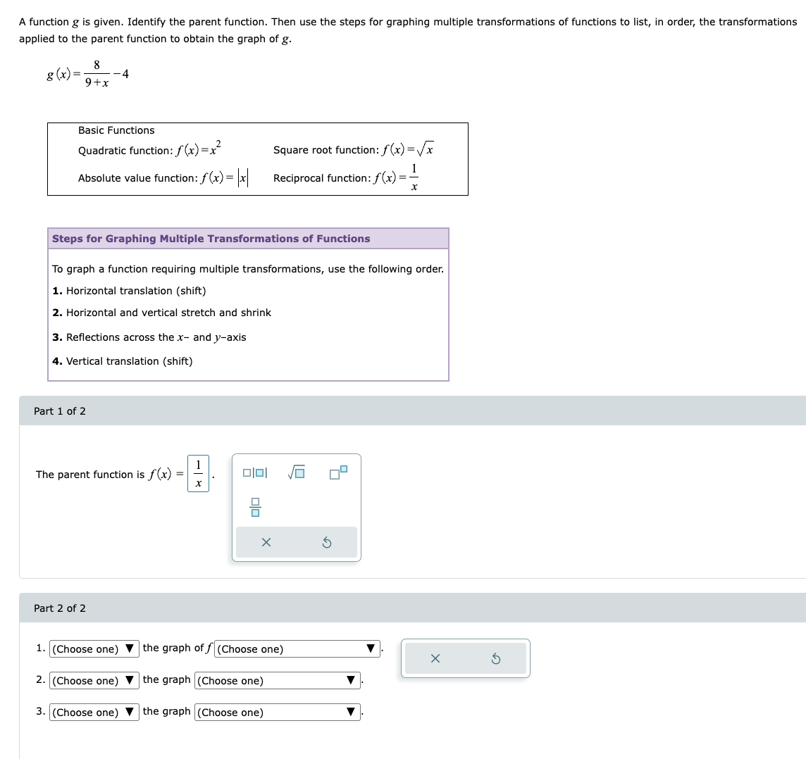 Solved function g is given. Identify the parent function. | Chegg.com Solved function g is given. Identify the parent function. | Chegg.com