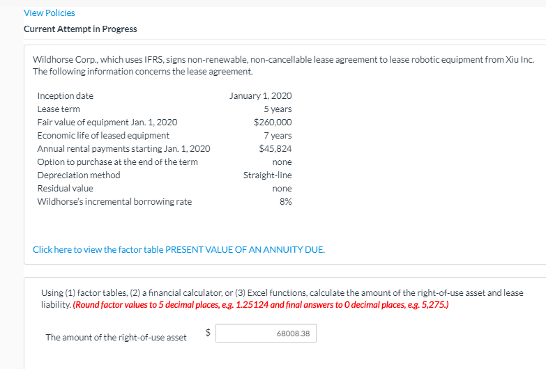 Solved View Policies Current Attempt in Progress Wildhorse | Chegg.com