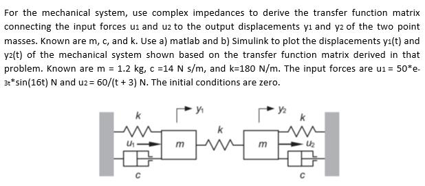 Solved For the mechanical system, use complex impedances to | Chegg.com