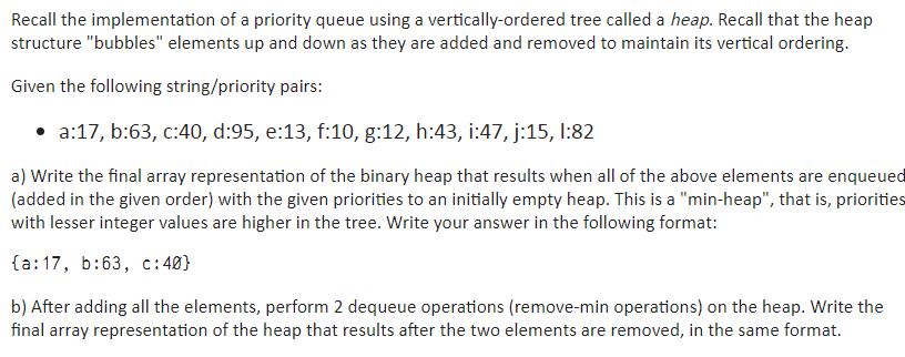 Solved needs to be in the format {a:17, b:63……..} PLEASE | Chegg.com
