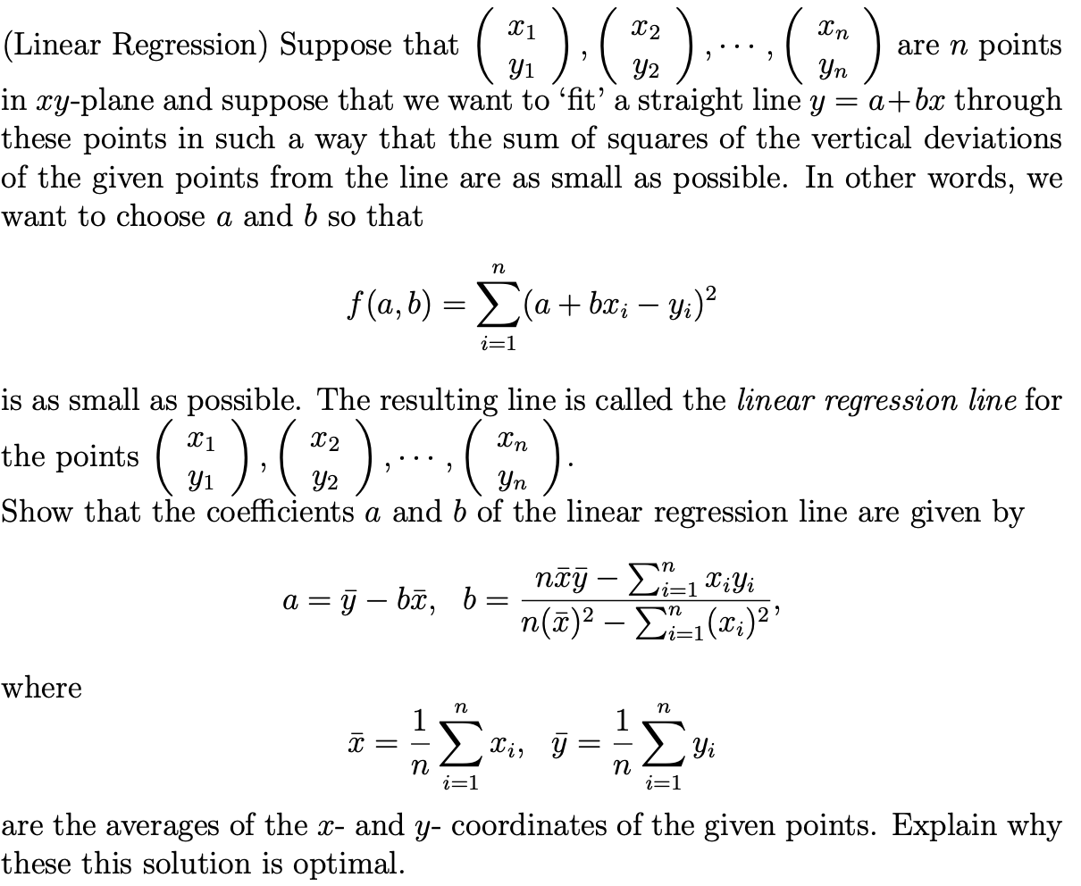 Solved (Linear Regression) Suppose that | Chegg.com