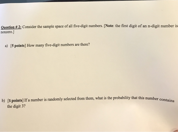 Solved Ouestion # 2: Consider the sample space of all | Chegg.com