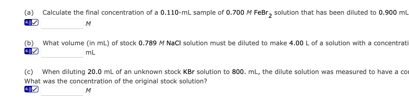 (a) Calculate the final concentration of a 0.110−mL | Chegg.com